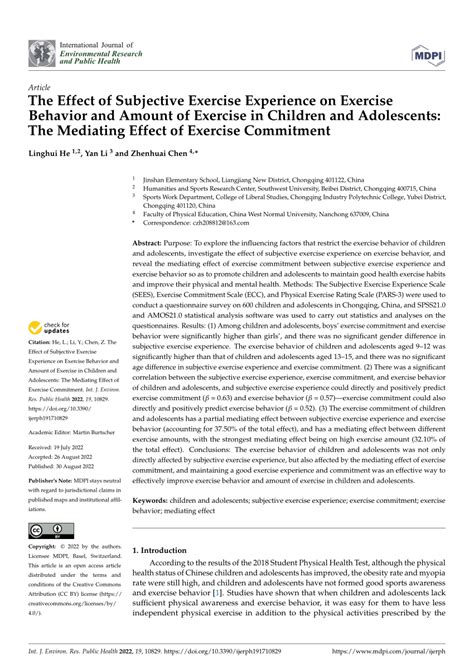 Pdf The Effect Of Subjective Exercise Experience On Exercise Behavior And Amount Of Exercise