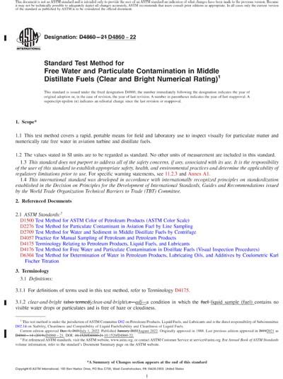 Astm D4860 22 Red Standard Test Method For Free Water And Particulate Contamination In Middle