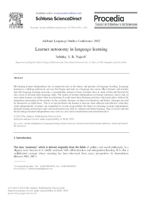 Pdf Learner Autonomy In Language Learning