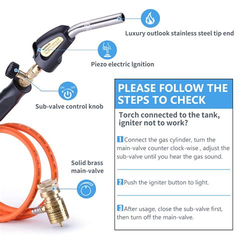 Tausom Propane Torch Hose Kit Mapp Gas Torch Heat 2860 ℉ Map Gas Torch Kit Trigger Start And Flame