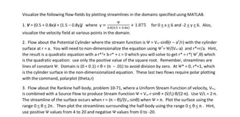 Solved Visualize The Following Flow Fields By Plotting