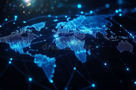 Global Network Connections A Digital World Map Showcasing The Interconnectedness Of Our World