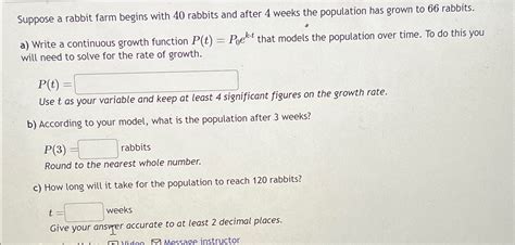 Solved Suppose A Rabbit Farm Begins With 40 ﻿rabbits And