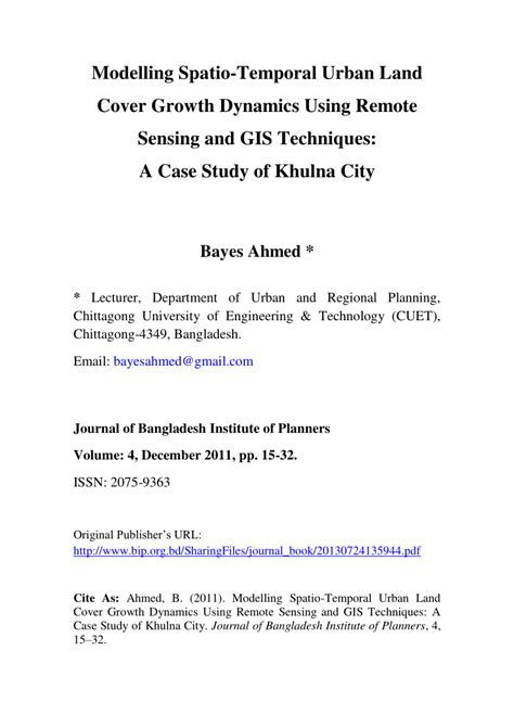 Pdf Modelling Spatio Temporal Urban Land Cover Growth Dynamics Using