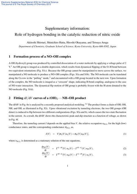 Pdf Role Of Hydrogen Bonding In The Catalytic Reduction Of Nitric Oxide