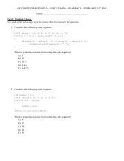 AP COMPUTER SCIENCE A D Arrays Test Pdf AP COMPUTER SCIENCE A UNIT EXAM D ARRAYS