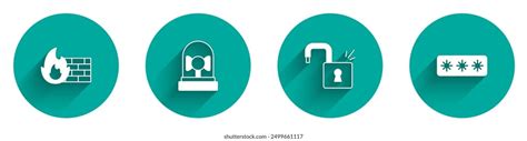 Set Firewall Security Wall Ringing Alarm Stock Vector Royalty Free