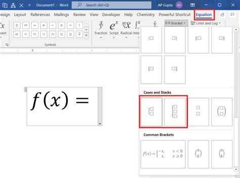 How To Insert Piece Wise Function In Ms Word PickupBrain Be Smart