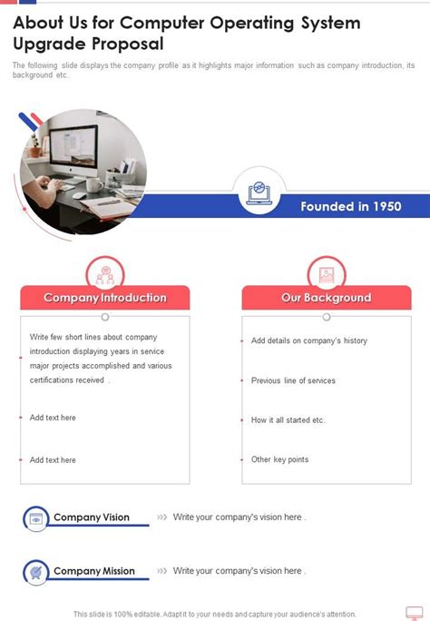 about us for computer operating system upgrade proposal one pager
