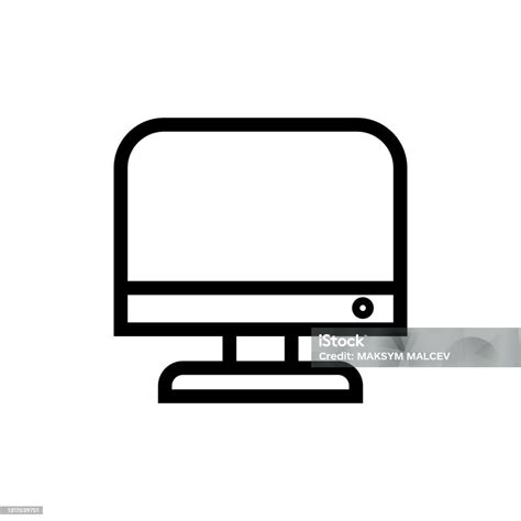 컴퓨터 모니터 화면 평면 선 아이콘 만화 데스크탑 Pc 프레임 벡터 그림이 격리되었습니다 0명에 대한 스톡 벡터 아트 및 기타 이미지 Istock