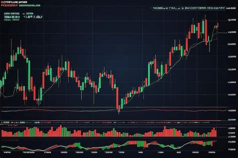 Premium Photo Technical Price Graph And Indicator Red And Green Candlestick Chart On Blue