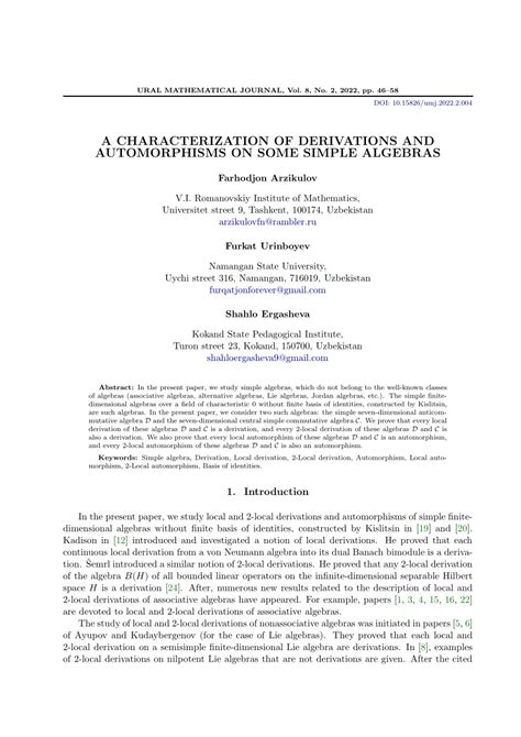 Pdf A Characterization Of Derivations And Automorphisms On Some