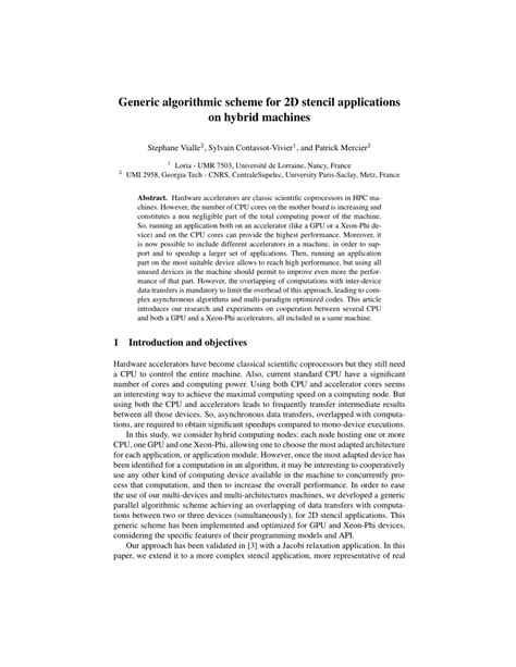 Pdf Generic Algorithmic Scheme For 2d Stencil Applications On Hybrid