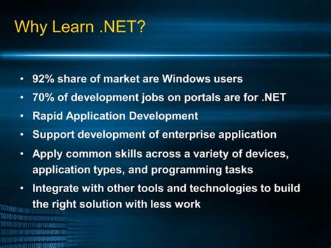 Dot Net Framework An Overview Ppt