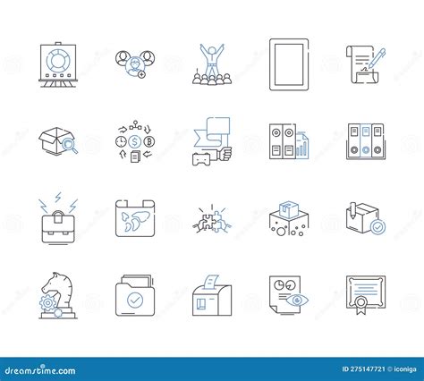 Document Management Outline Icons Collection Document Management System Records Scanning