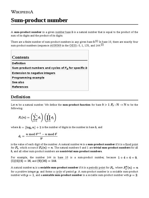 Sum Product Number Pdf Numbers Natural Number