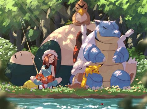 Pikachu Leaf Snorlax Vulpix Blastoise And 2 More Pokemon And 1 More Drawn By Keeno