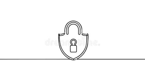 Continuous One Line Drawing Of Metal Padlock Padlock Security Sign Symbol Vector Illustration