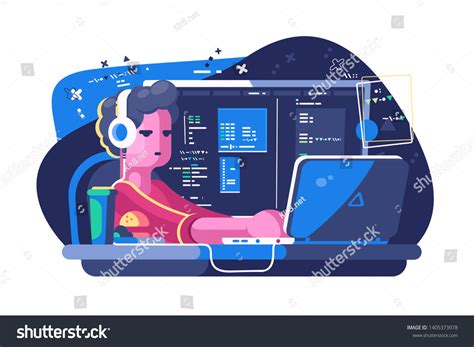 web developer working on laptop vector stock vector royalty free