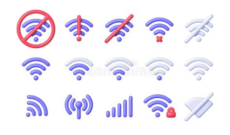 Realistic Set With Wifi 3d Icons Collection For Mobile Device Design Global Network Connection