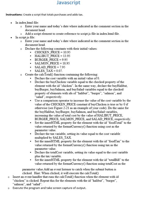 Solved Project Javascript I Need Help With This Homework I