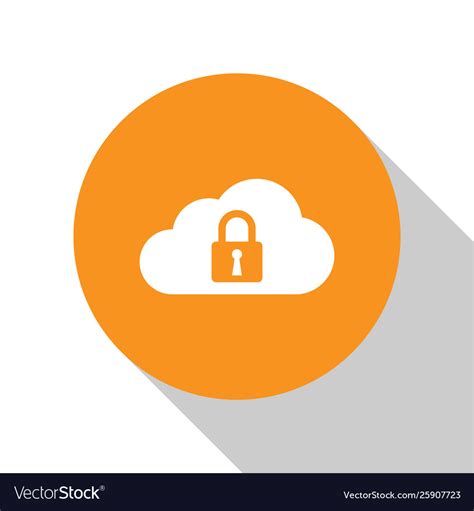 White Cloud Computing Lock Icon Isolated On Vector Image