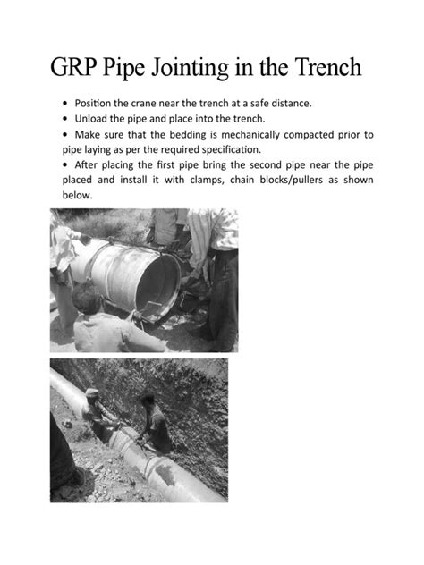 Grp Pipe Jointing In The Trench Pdf Home And Garden