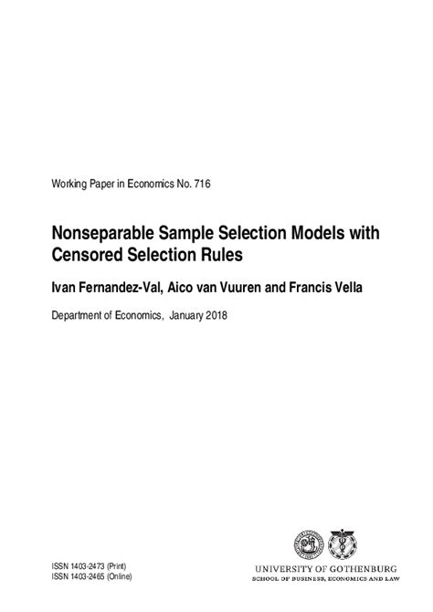 pdf nonseparable sample selection models with censored selection rules