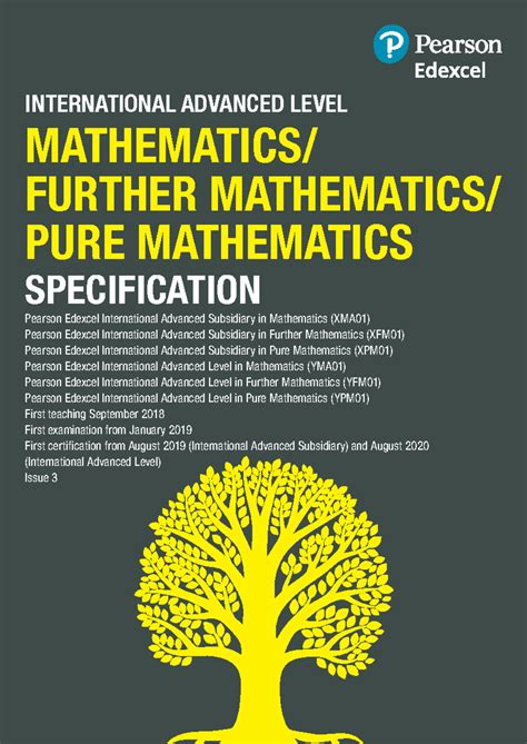 International A Level Maths Spec Issue 3 Specification Edexcel