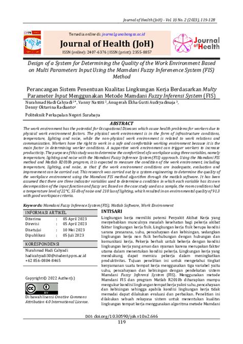 Pdf Perancangan Sistem Penentuan Kualitas Lingkungan Kerja Berdasarkan Multy Parameter Input