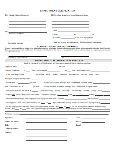 FREE Employment Verification Samples In PDF MS Word
