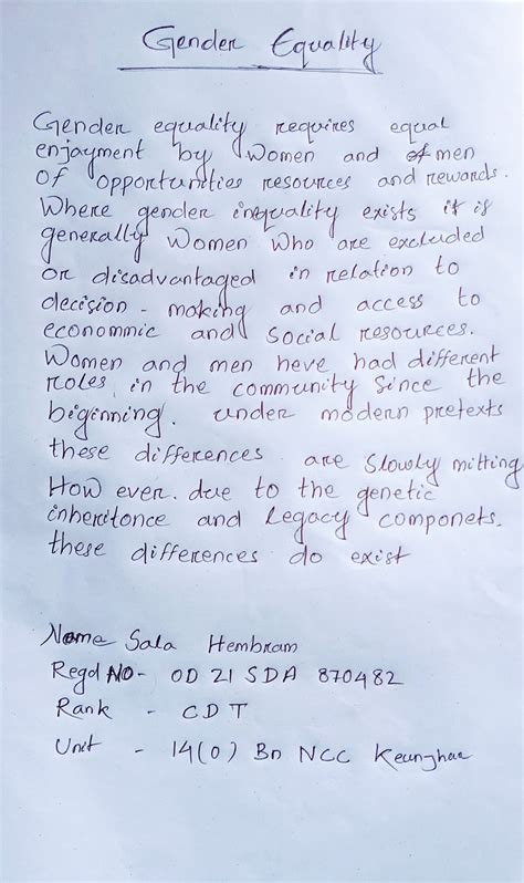 Gender Equality India Ncc