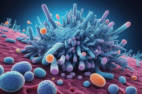 Premium Photo Blue Bifidobacterium Lactobacillus Microbiome Under