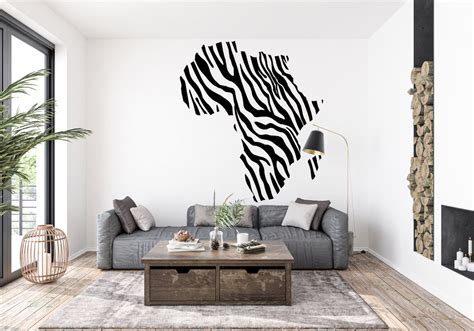 African Map Wall Decal Zebra Wall Decor Afro Black Wall Decals