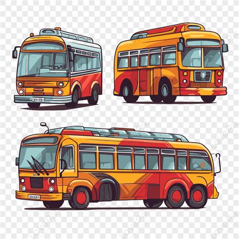 Buses Clipart Three Colored Buses In A Cartoon Drawing Vector Tired