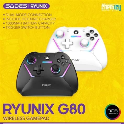 Jual Sades Ryunix G80 G 80 Dual Mode Wireless Gamepad Gaming Controller With Hall Effect