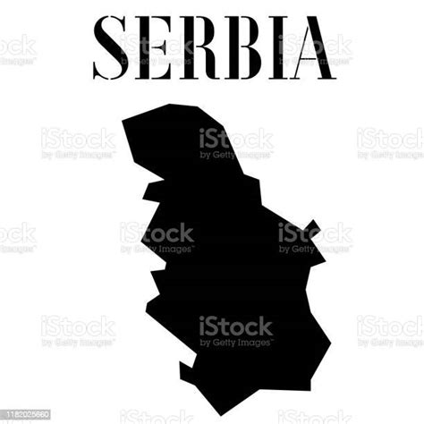 세르비아 솔리드 국가 윤곽선 실루엣 고립 된 개체와 텍스트와 배경에 기호와 흑백 벡터 그림 세계지도 국가 설정에서 가정 생활에 대한 스톡 벡터 아트 및 기타 이미지 Istock