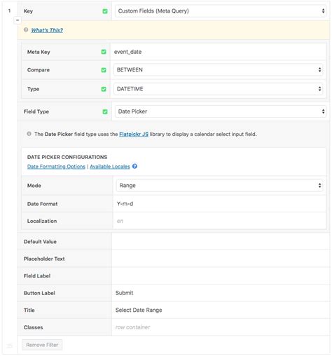 filters add on date range picker ajax load more