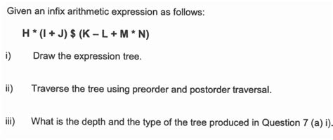 Solved Given An Infix Arithmetic Expression As Follows H1