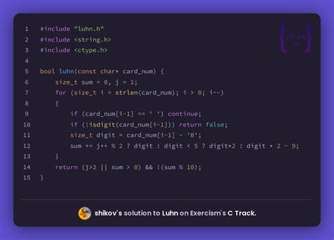 Shikovs Solution For Luhn In C On Exercism