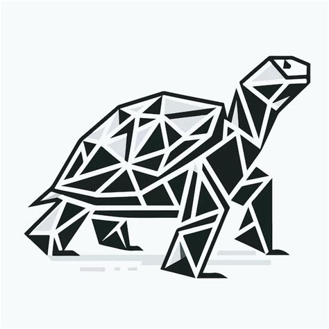 Premium Vector Illustration Of A Turtle In Polygon Style In Black And