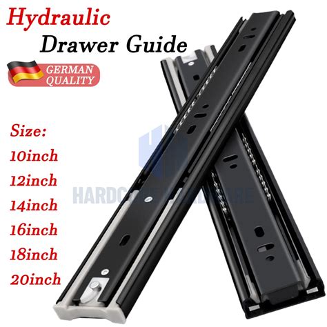 Hh 2pcs 3 Fold Drawer Slide Guide Rail Set Soft Closing Push Open Hydraulic Drawer Full