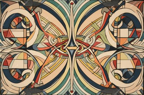 Premium Ai Image A Symmetrical Design Of Interlocking Lines Shapes And Colors Created With