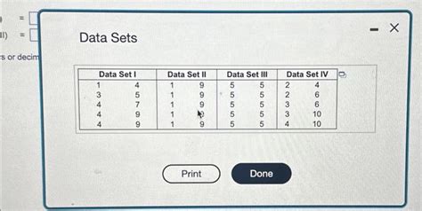 Solved Data Sets Chegg