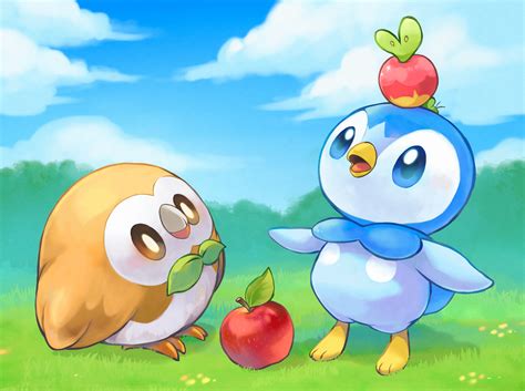Rowlet Piplup And Applin Pokemon Drawn By Toneko Danbooru