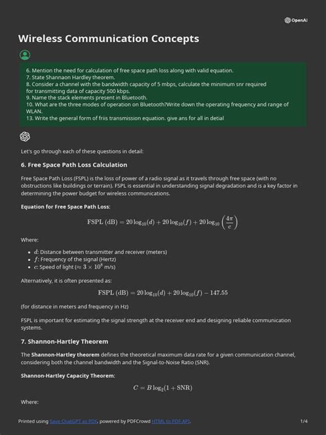 Wireless Communication Concepts Pdf Signal To Noise Ratio Bandwidth Signal Processing