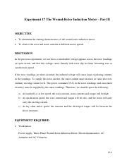 Experiment The Wound Rotor Induction Motor Part II Pdf Experiment The Wound Rotor