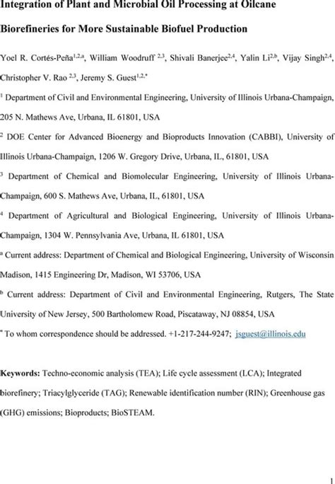 Integration Of Plant And Microbial Oil Processing At Oilcane