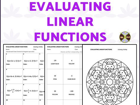 Evaluating Linear Functions Coloring Activitycolor By Code Teaching Resources