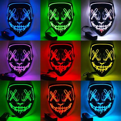 My Stock Halloween Luminous Neon Mask Led Mask Masque Masquerade Party